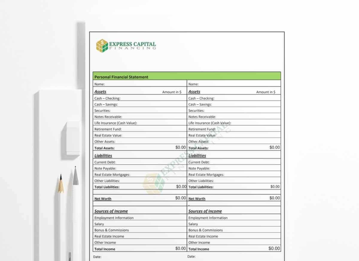 Personal Financial Statement - Express Capital Financing